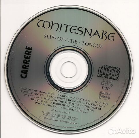 CD Whitesnake Slip Of The Tongue 1989 Carrere Fr купить в Москве ...