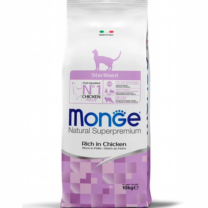Сухой корм Monge для стерилизованных кошек, из кур