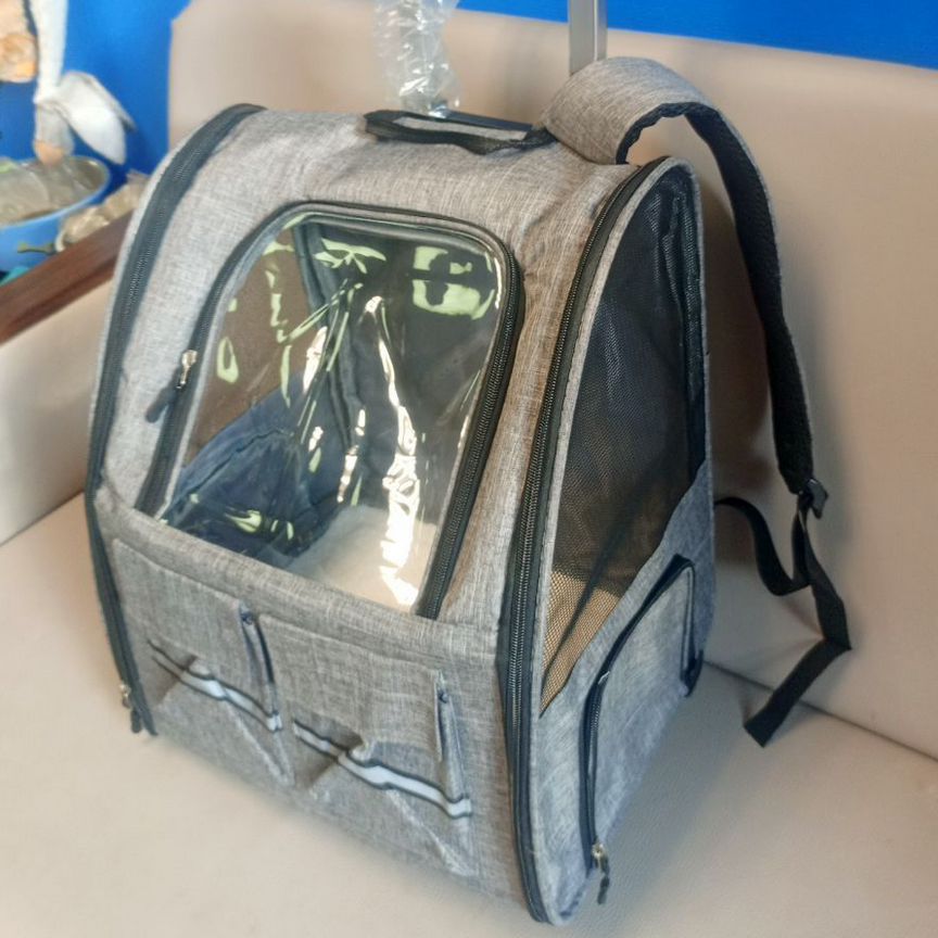 Рюкзак переноска для животных со складной тележкой