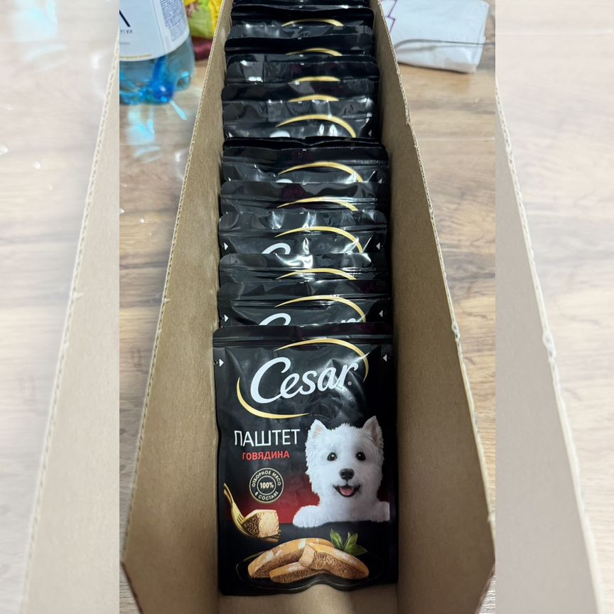 Жидкий корм для собак cesar паштет с говядиной