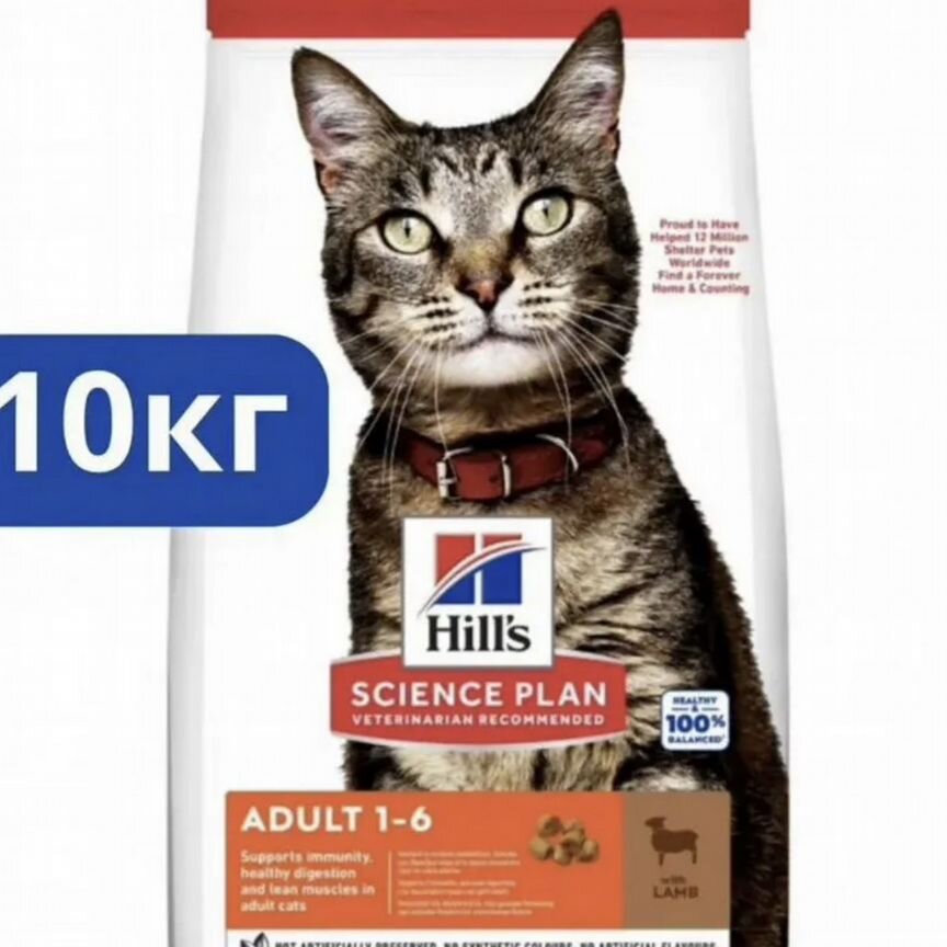 Корм Hill's для взрослых кошек с ягненком 10кг