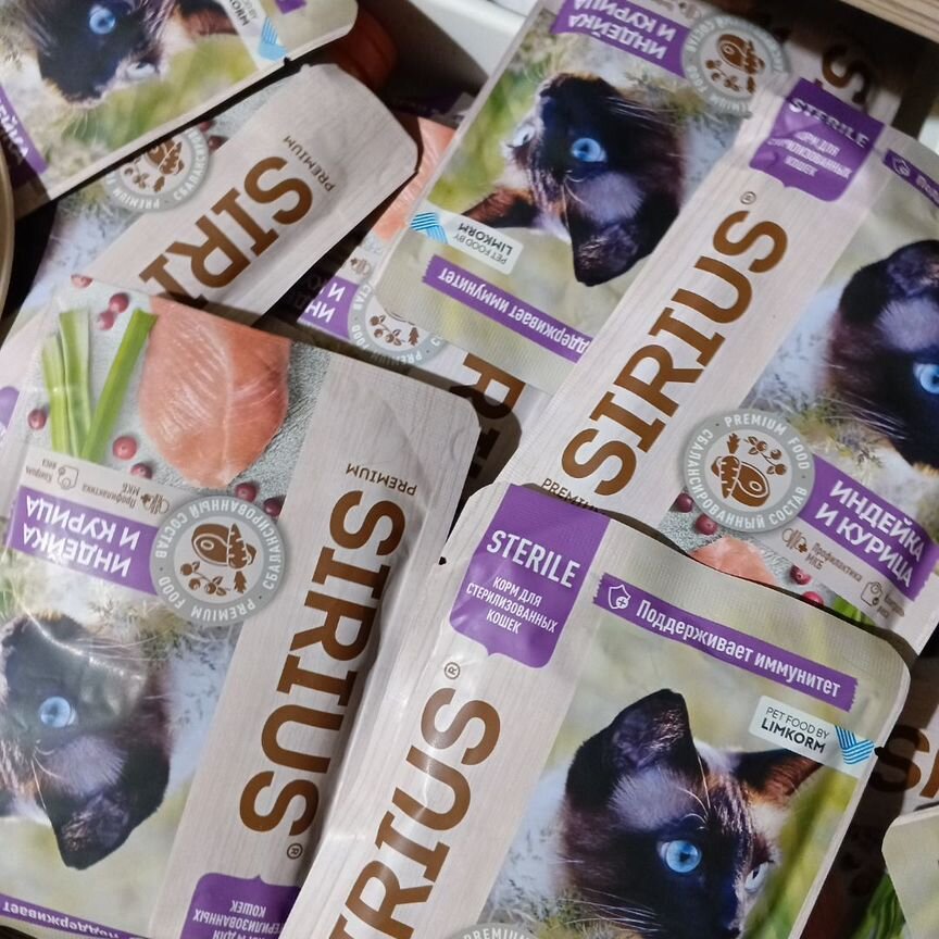 Влажный корм для кошек sirius 22шт