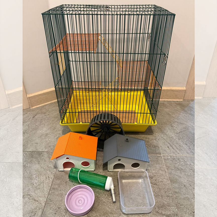 Клетка для грызунов 40x30x50 с содержимым