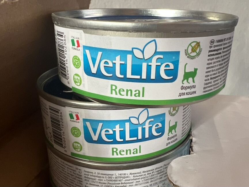 Vetlife renal влажный корм для кошек, 12 консерв