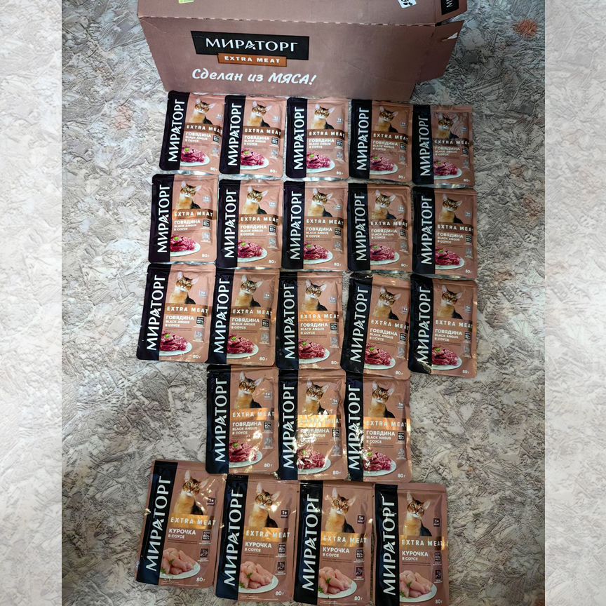 22 шт Корм для кошек Мираторг говядина курица 80 г