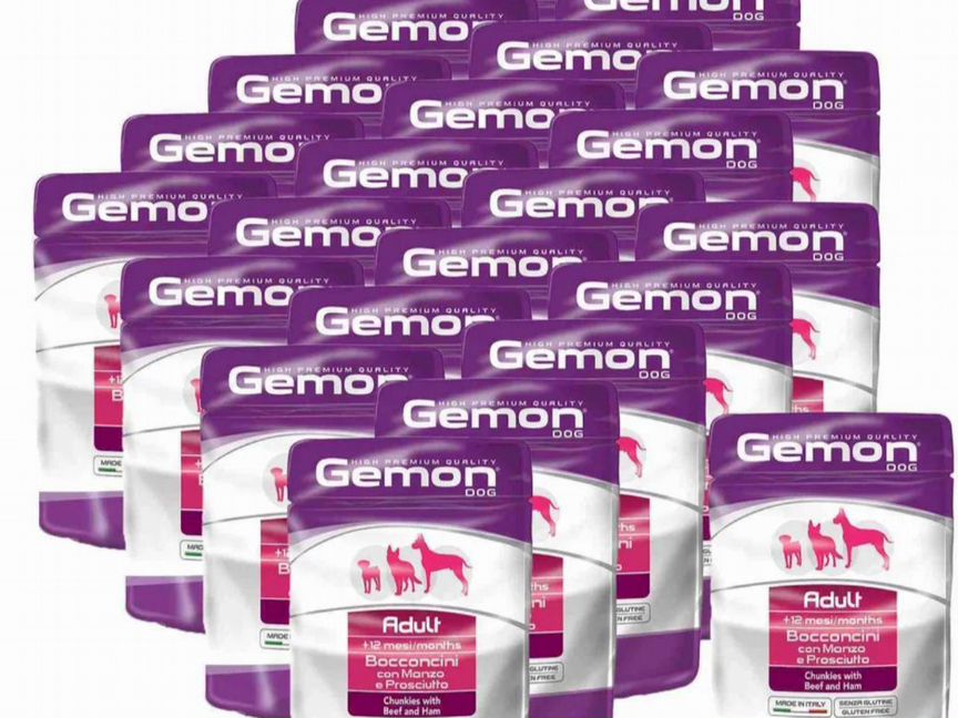 Корм влажный для собак Gemon Dog Pouch 24 шт