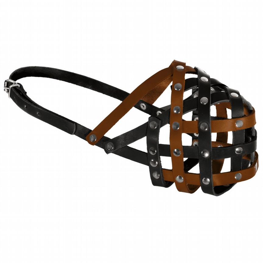 Tappi амуниция кожаный намордник "Мэд", черно-рыжи