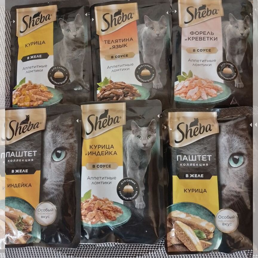 102 пакета Влажный корм для кошек sheba