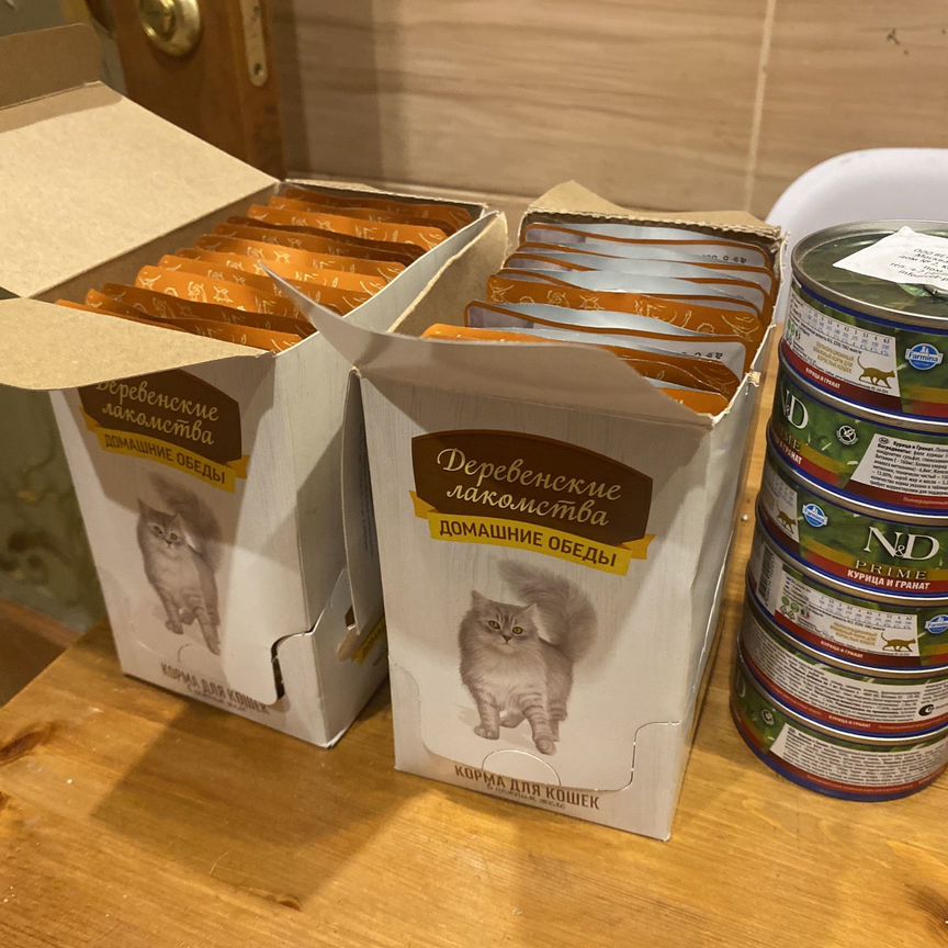 Деревенские лакомства паучи 24шт и ND prime 6банок