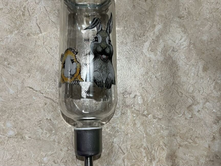 Поилка стеклянная 500 мл для шиншилл, кроликов