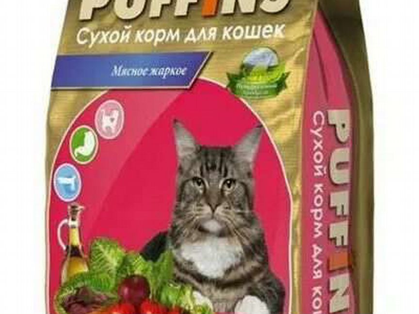Корм "puffins" для котов 10 кг