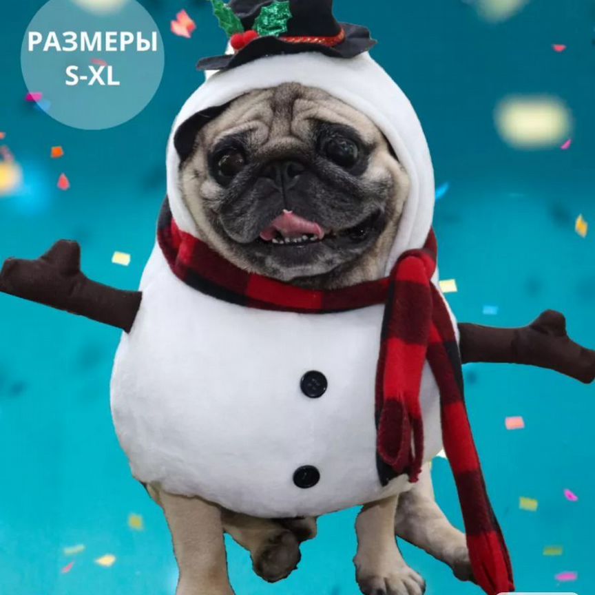 Новогодний костюм снеговика для собачки