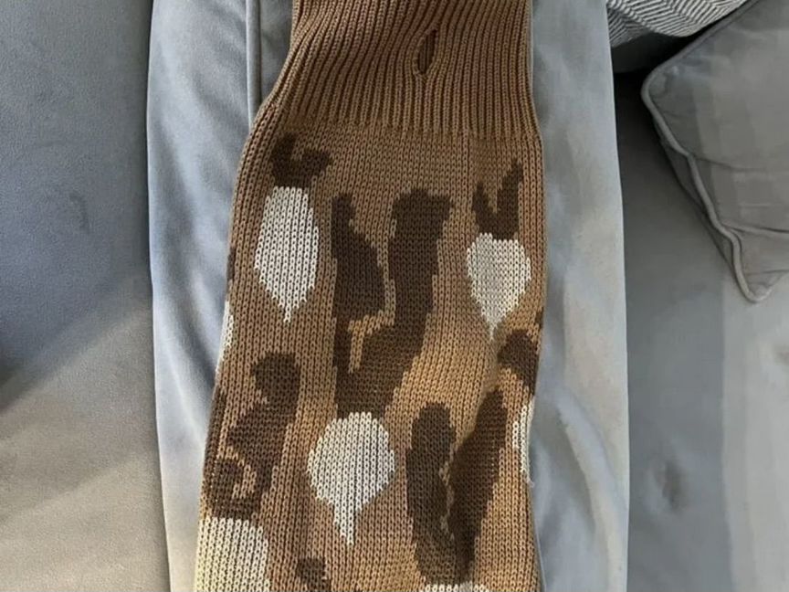 Вязаный джемпер для собак бежевый Hinting pony