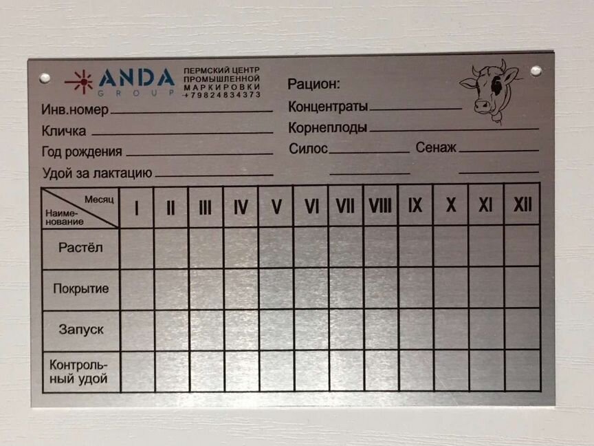 Трафарет (информационная табличка) для крс