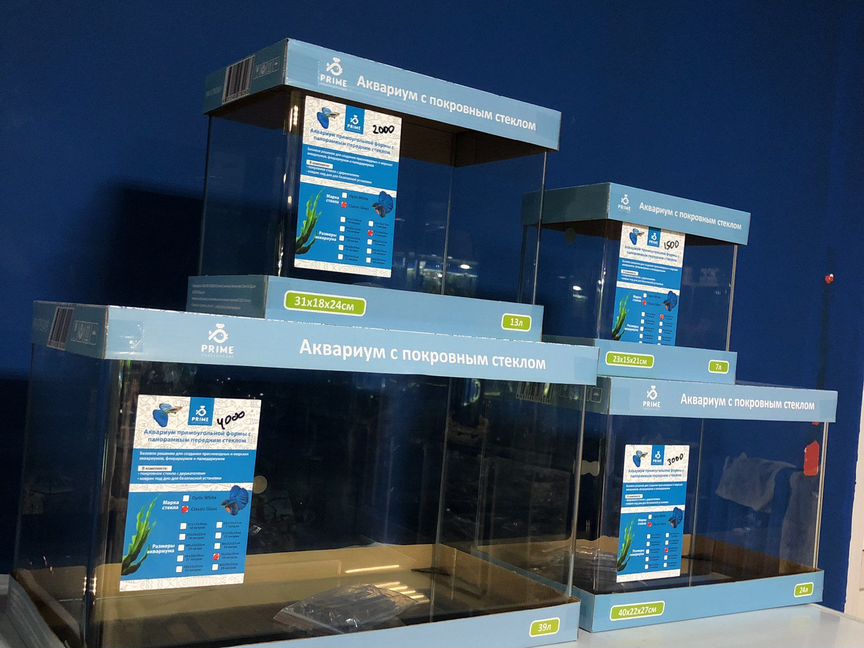 Аквариум с панорамным стеклом7.13.24.39.59литров