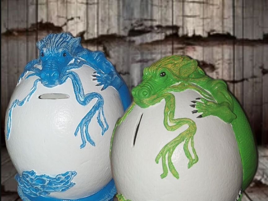 Копилка Дракон на яйце страуса (авторская работа)