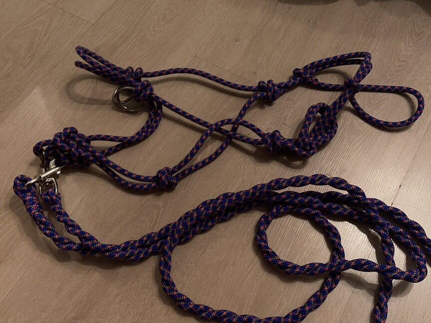 Веревочный недоуздок, с поводом