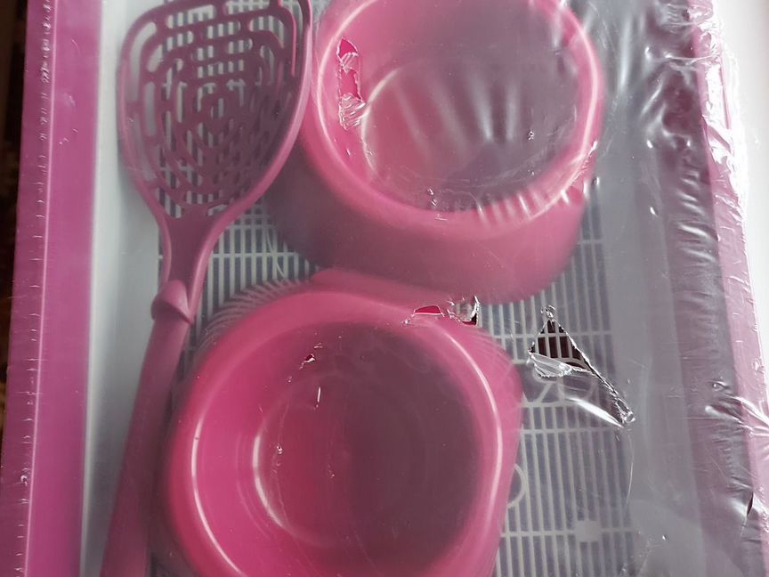 Лоток для кошек большой, совок, миски для еды