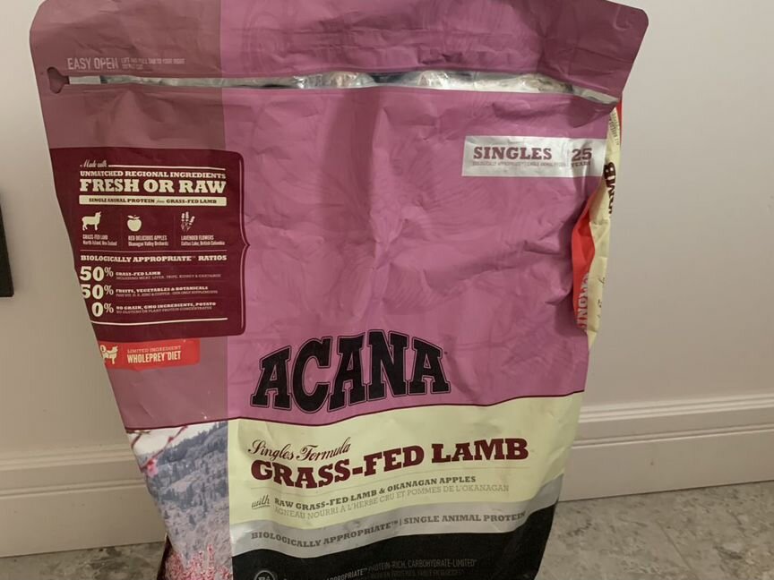 Acana grass fed lamb 2,5 кг открыта