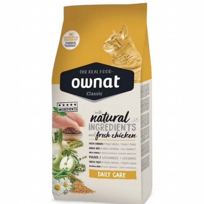 Корм для кошек с курицей суперпремиум Ownat 1.5кг