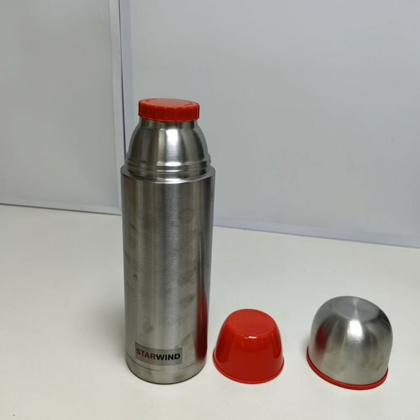 Термос StarWind 20-1000, 1л, серебристый/ красный