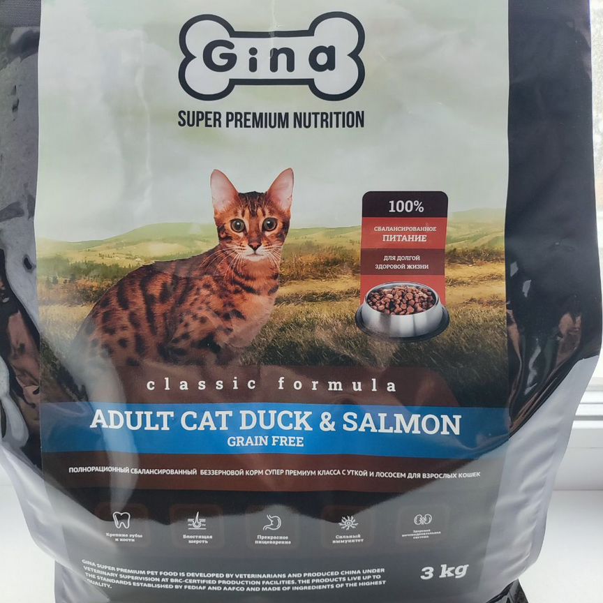 Корм для кошек Gina adult CAT duck & salmon 3 кг
