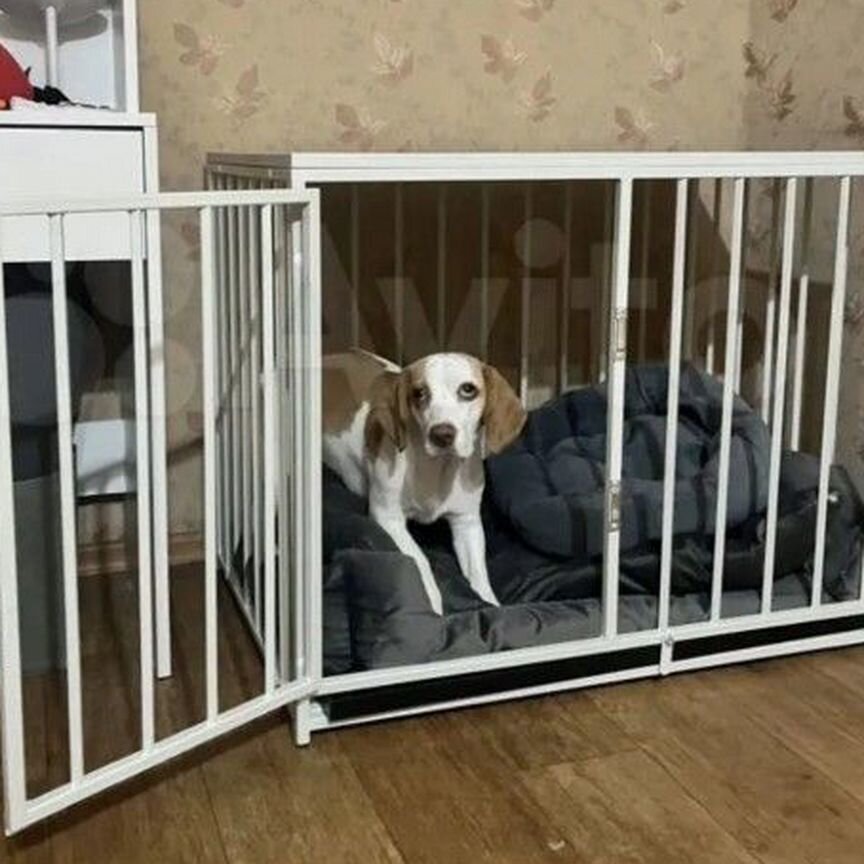 Клетка антивандальная для собак лофт (белая)