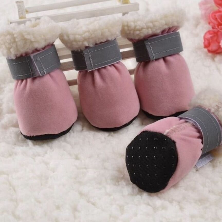 Ботинки новые теплые для собак, обувь с мехом, S