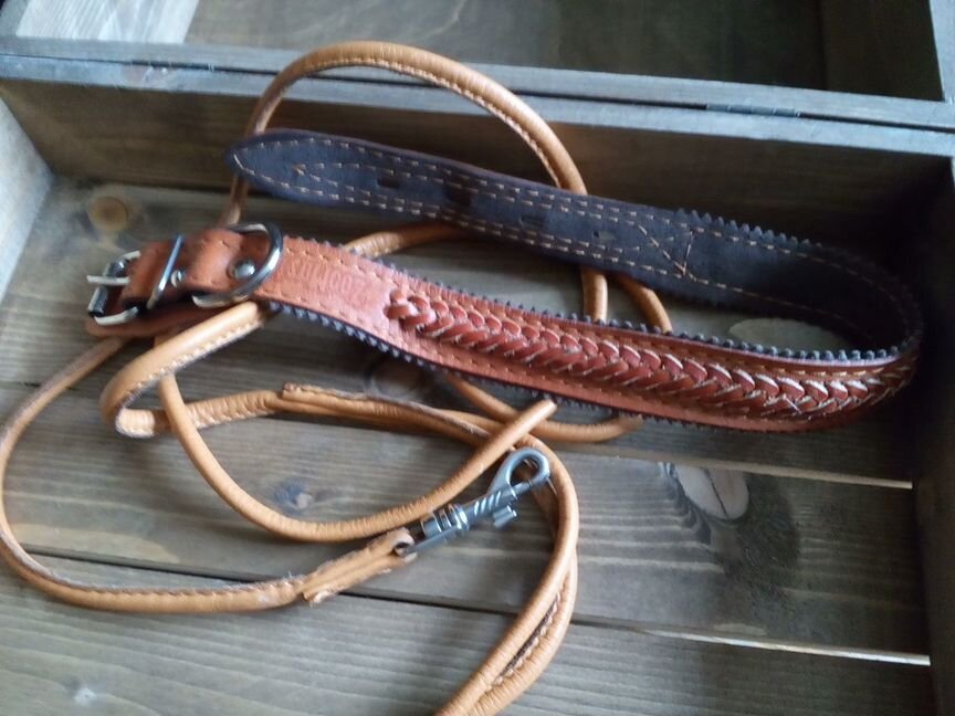 Ошейник с поводком. Кожа. Новый