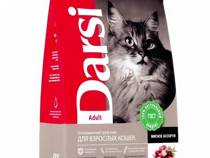 Darsi сухой корм для кошек, мясное ассорти 300г