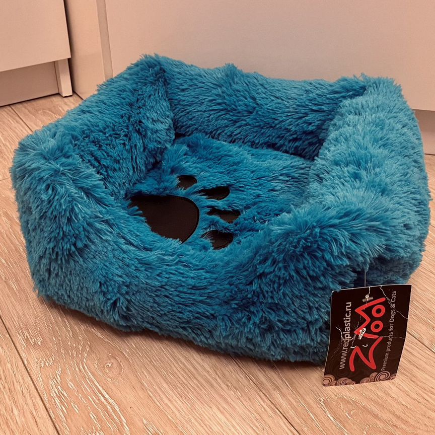 Лежак для животных с подушкой бирюзовый