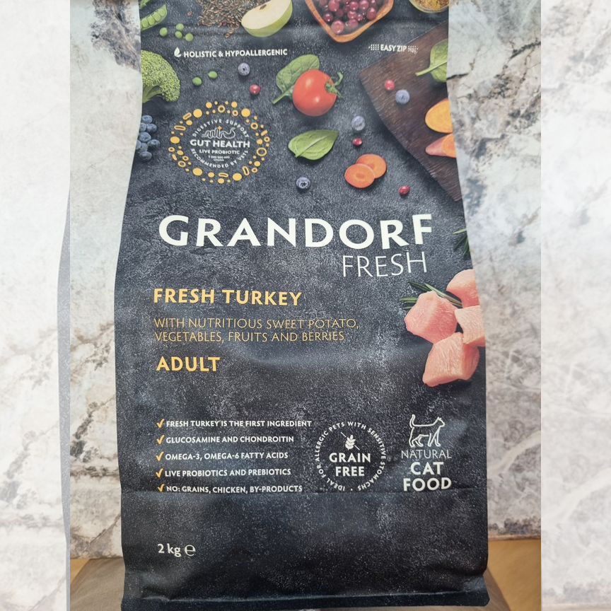 Корм для кошек grandorf fresh 2 кг индейка