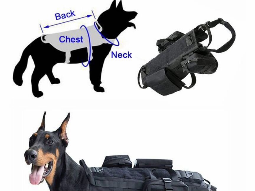Шлейка для большой собаки с грузовыми карманами