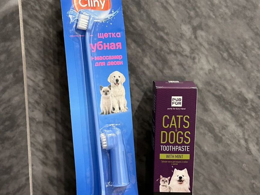 Зубная щетка и зубная паста для собак и кошек