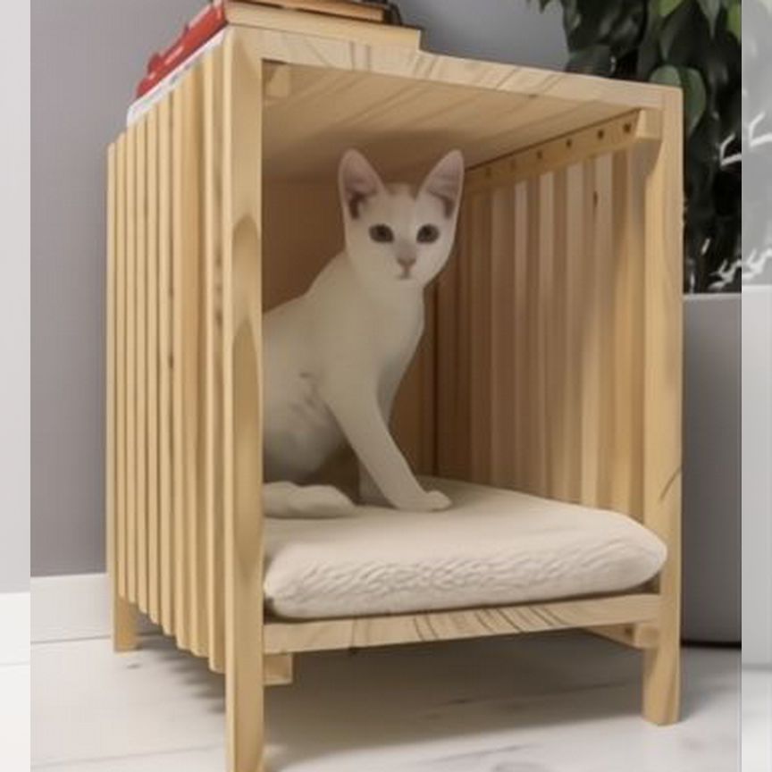 Домик для кошки из натурального дерева