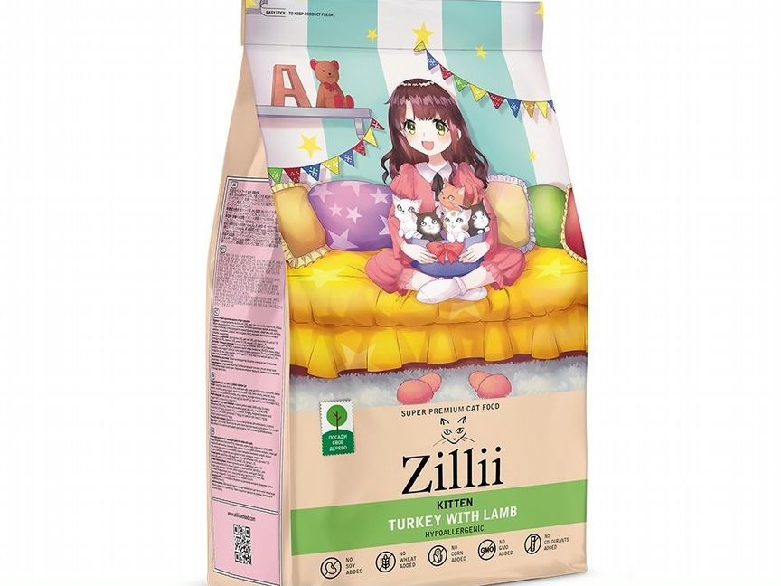 Zillii сухой корм для котят Индейка с Ягнёнком
