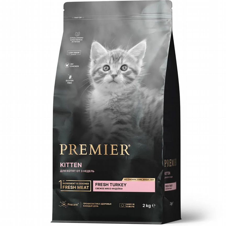 Сухой корм Premier для котят, индейка, 2кг