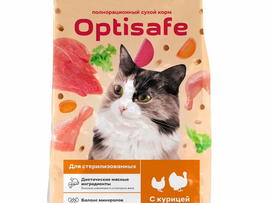 Корм Optisafe для стирилизованных котов и кошек