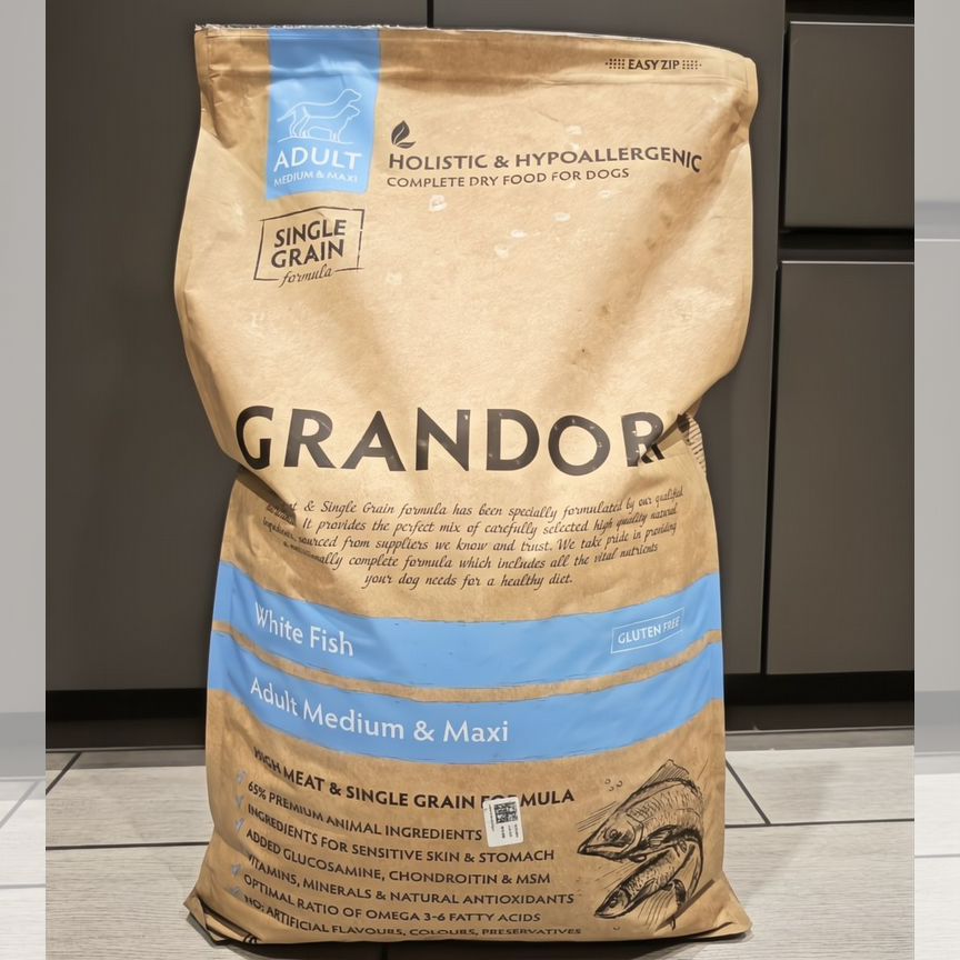 Корм для собак grandorf,белая рыба