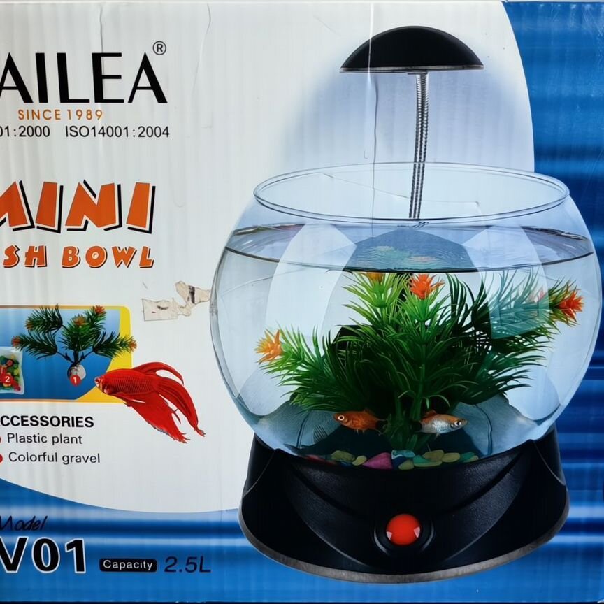 Аквариум с синей подсветкой 2,5 литра