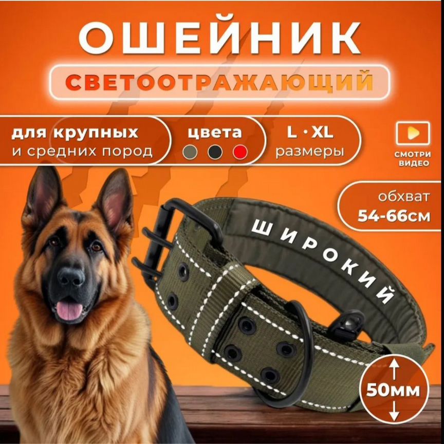 Ошейник для собак крупных пород зелёный (XL)