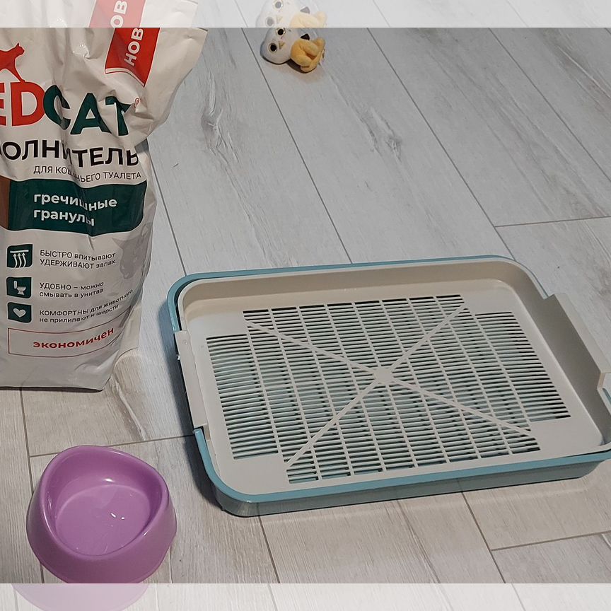 Лоток, наполнитель и миска