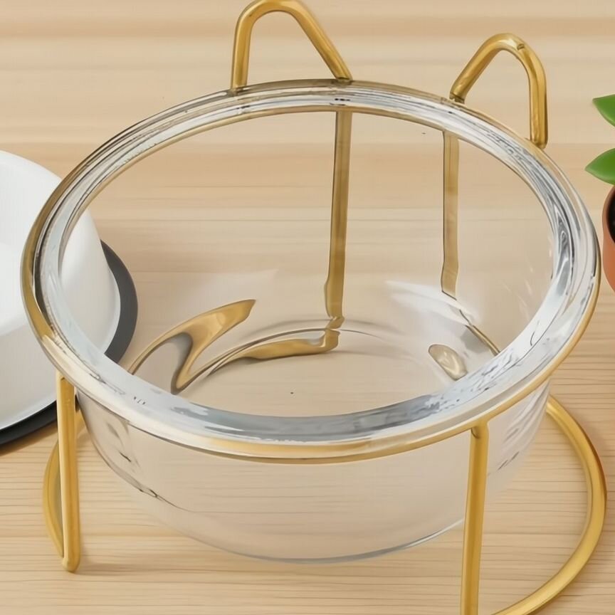 Стеклянная миска для кошек и мелких пород собак