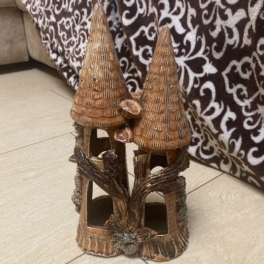 Замок для аквариума декорации средний