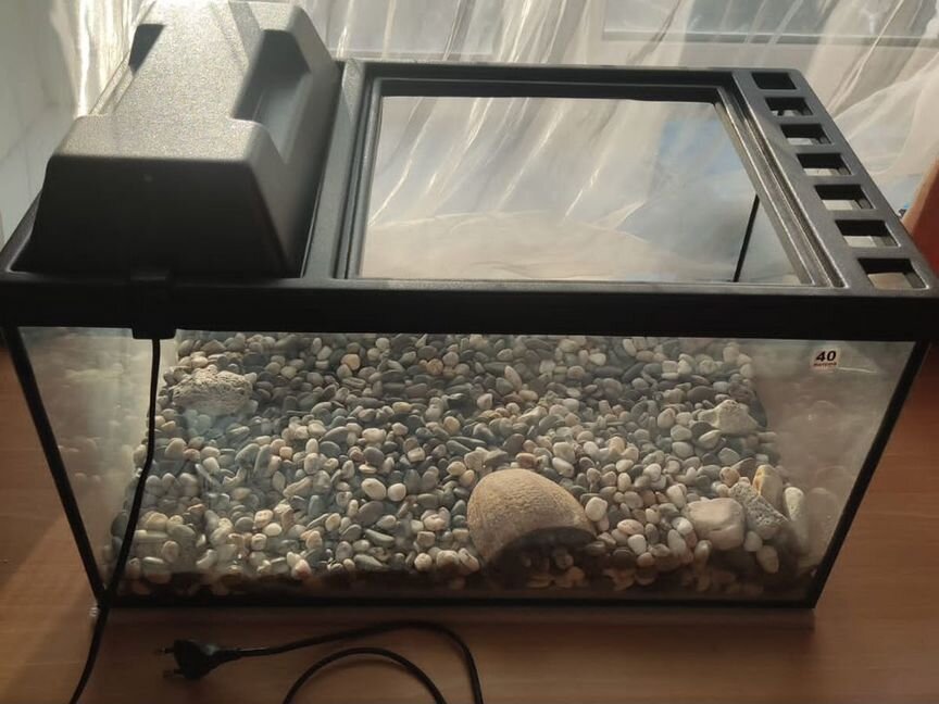 Террариум 40 литров с подсветкой и галькой