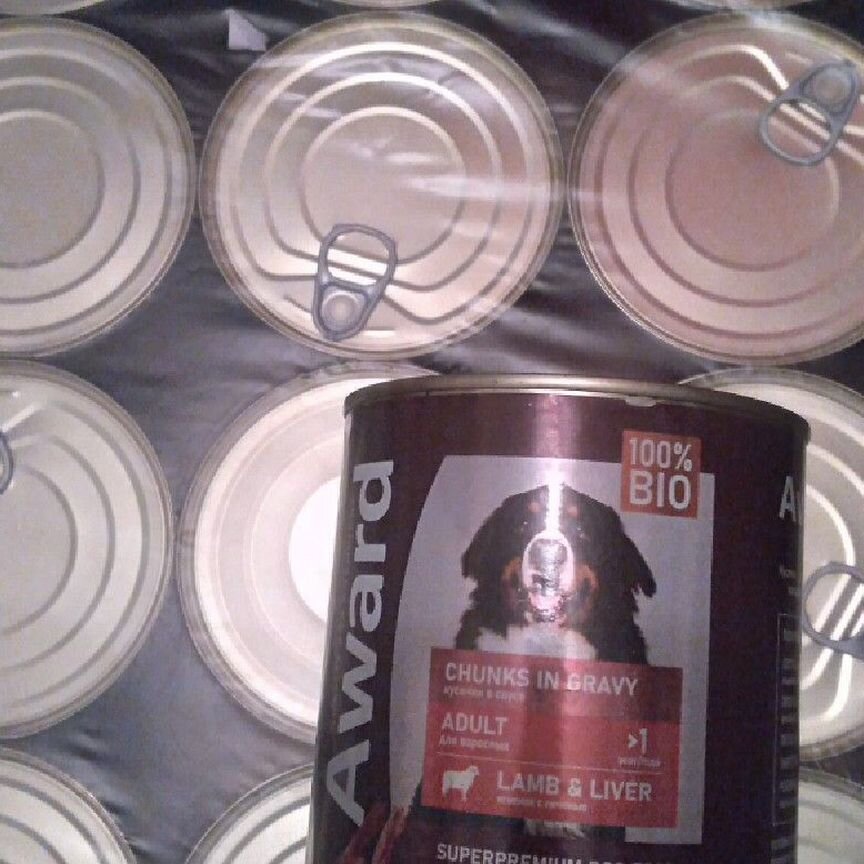 Консевы для собак авард с ягнёнком печенью в соусе