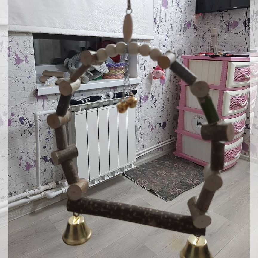 Качель для попугая с колокольчиками