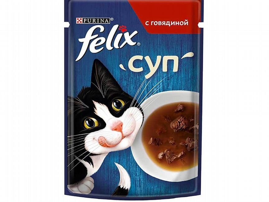 Влажный корм для кошек, Felix, суп с говядиной