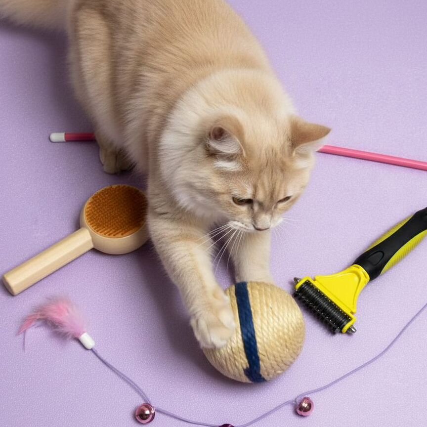 Аксессуары для кошек пакетом, расческа, колтунорез