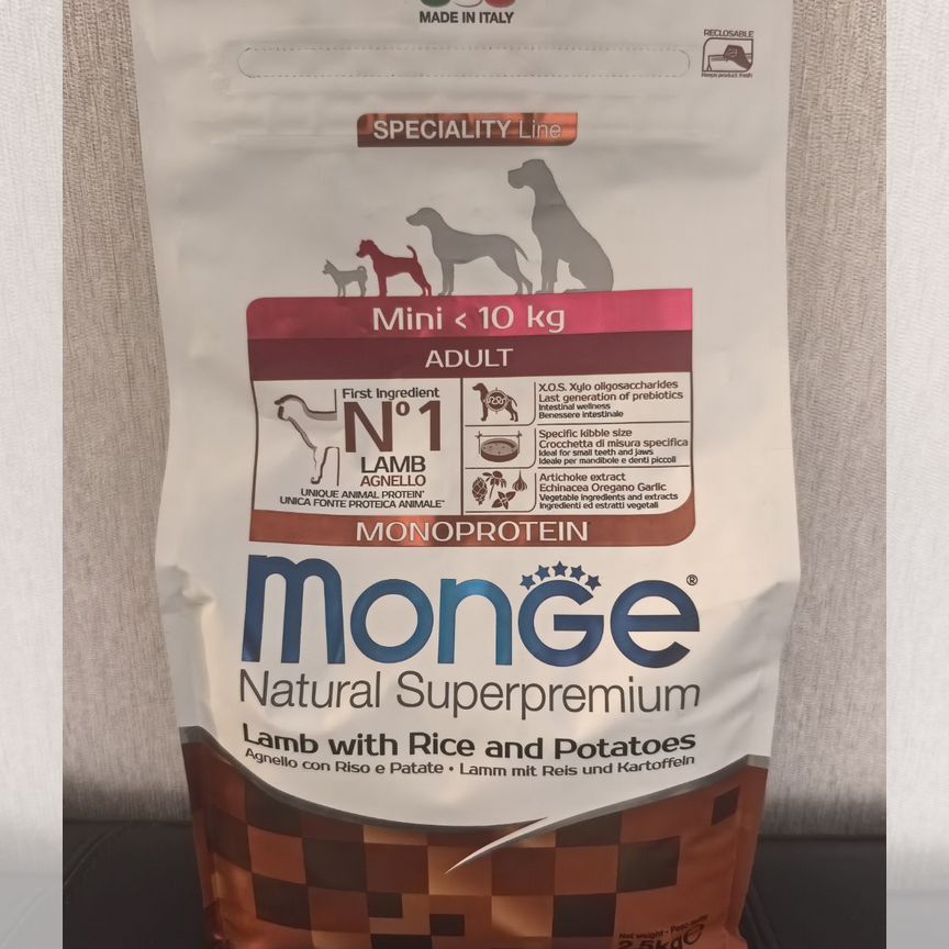 Корм для собак monge ягненок с рисом и бататом